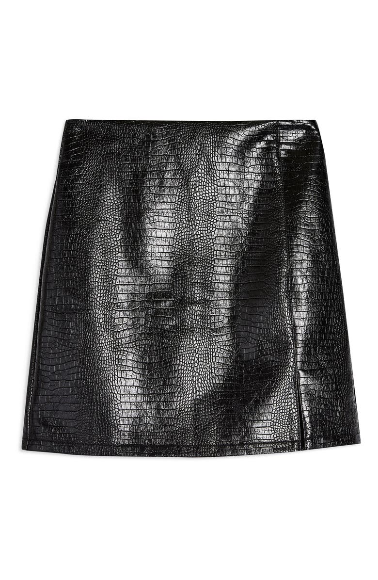 Topshop Croc Embossed Faux Leather Miniskirt | Nordstromrack