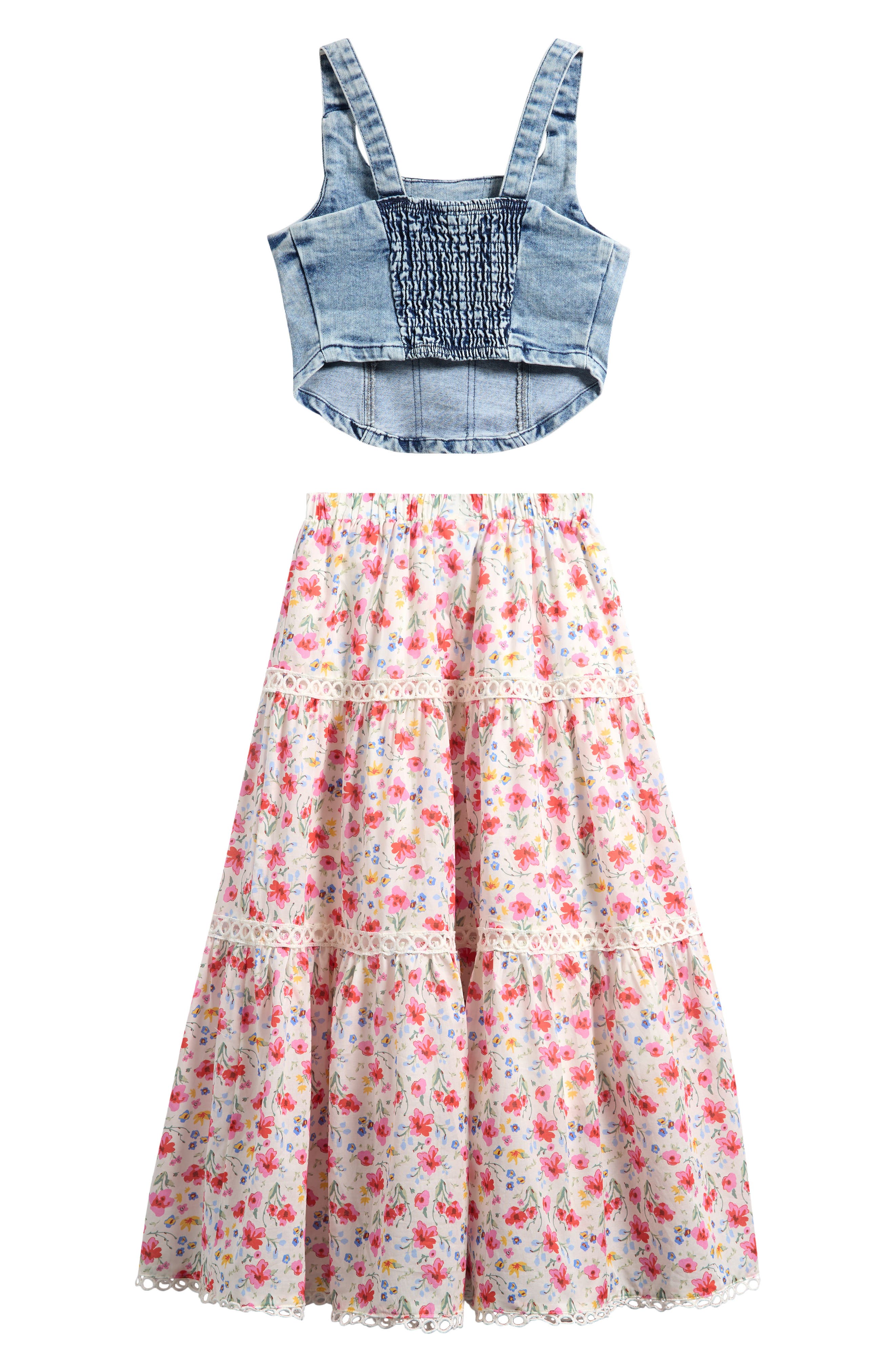 Kids' Denim Crop Top & Maxi Skirt Set (Women) | Nordstromrack
