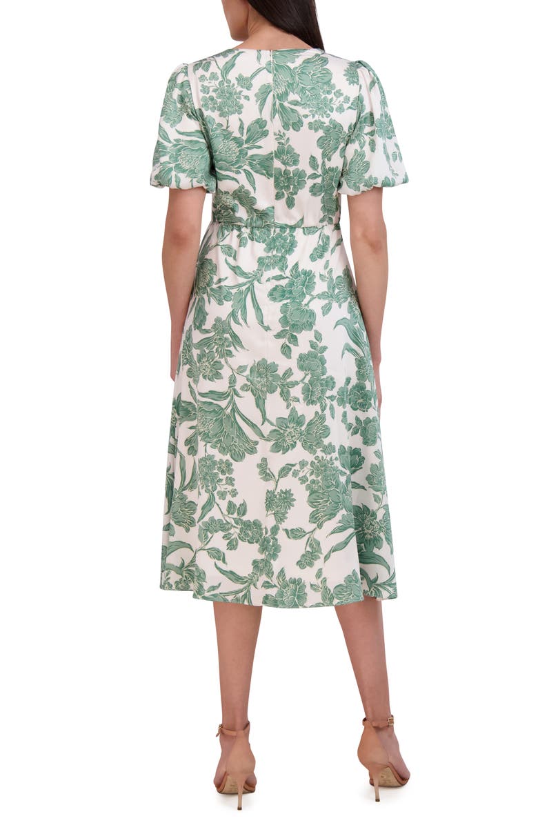 Julia Jordan Floral Puff Sleeve Tie Waist Midi Dress | Nordstromrack