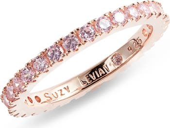 SUZY LEVIAN Rose Sterling Silver Pink Cubic Zirconia Stackable Thin ...