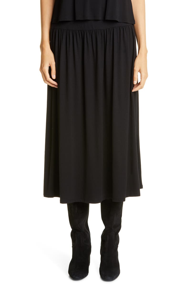 Eileen Fisher Fine Jersey Flare Midi Skirt | Nordstrom