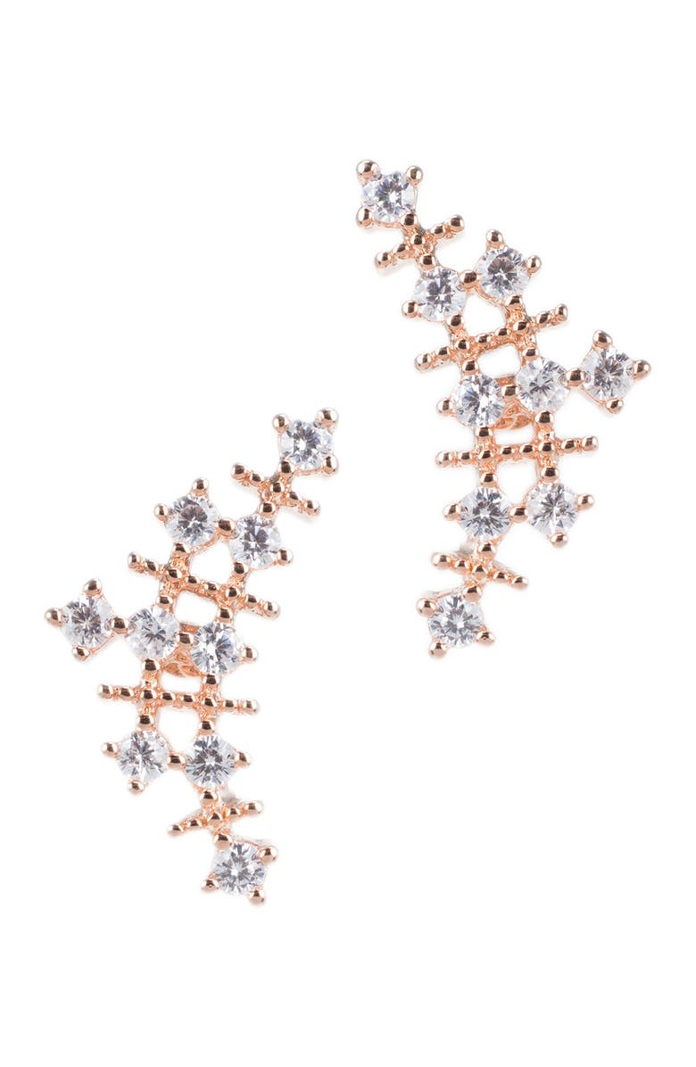 CZ by Kenneth Jay Lane 14K Rose Gold CZ Arched Webbed Earrings ...