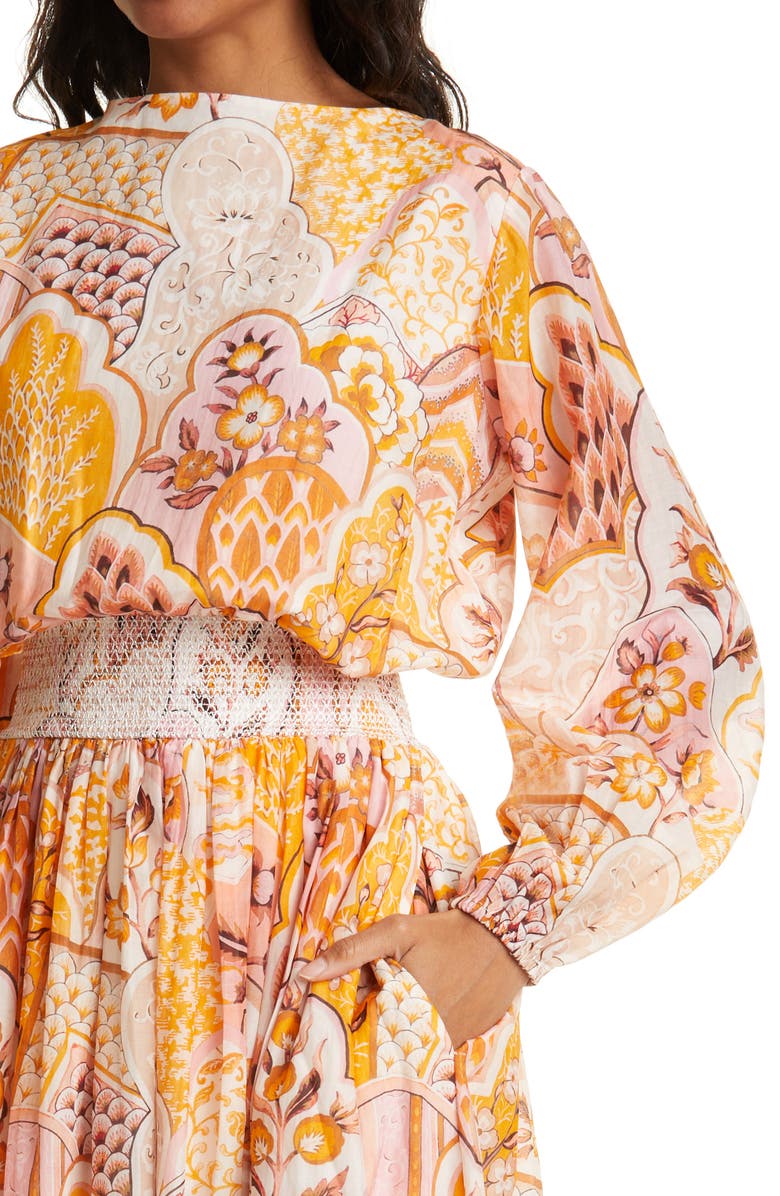 RHODE Poppy Floral Mix Print Long Sleeve Cotton Dress | Nordstromrack