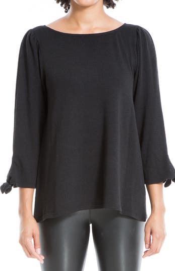 MAX STUDIO Tie Sleeve Boatneck Knit Top | Nordstromrack