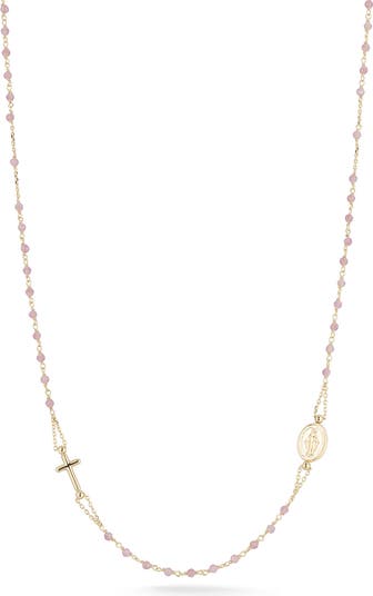 Ember Fine Jewelry Rose Quartz Rosary Necklace | Nordstromrack