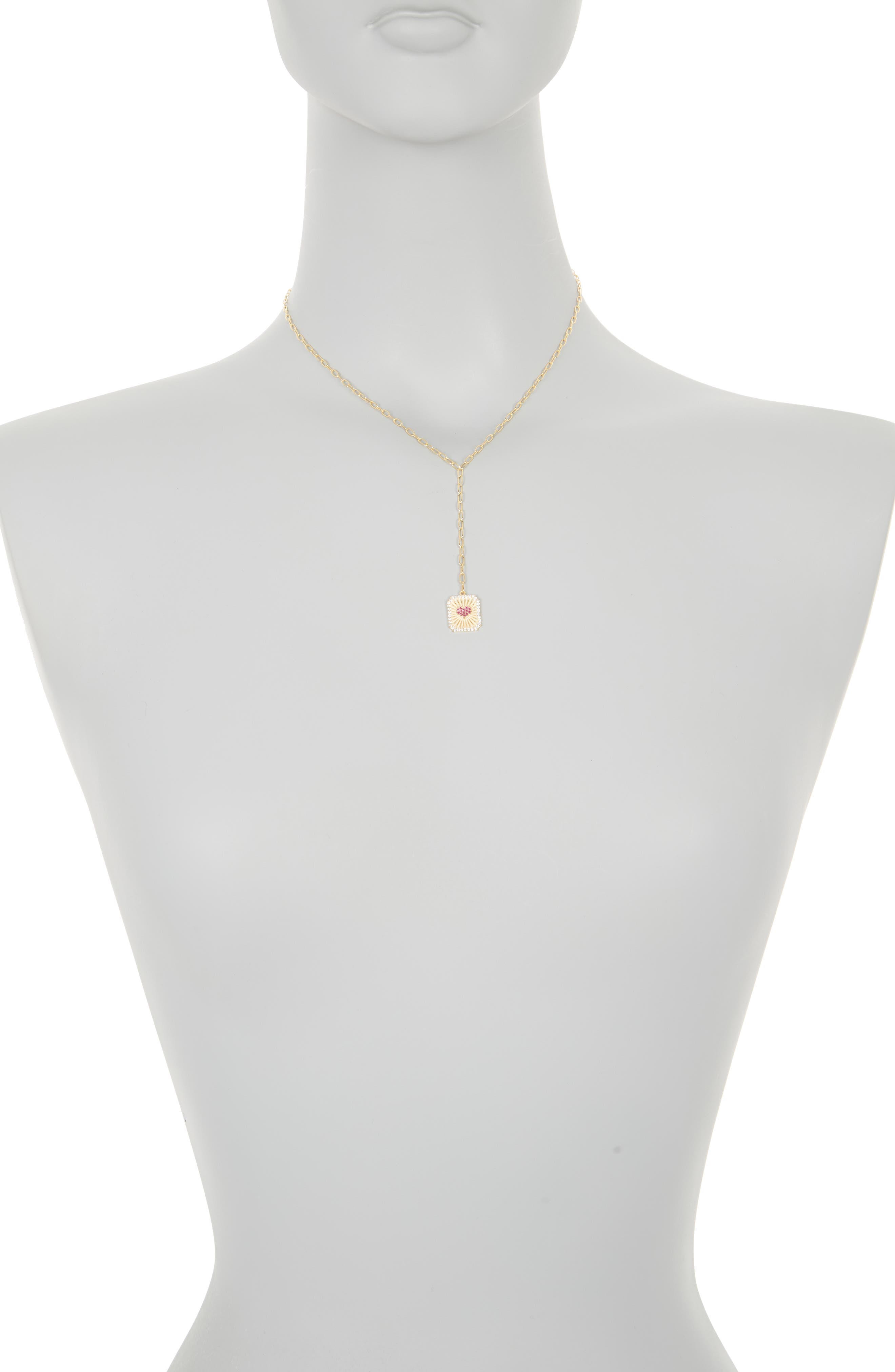 GABI RIELLE Ruby Heart Lariat Necklace | Nordstromrack
