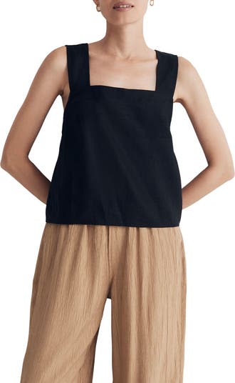 Madewell Cross Back Sleeveless Linen Top | Nordstrom