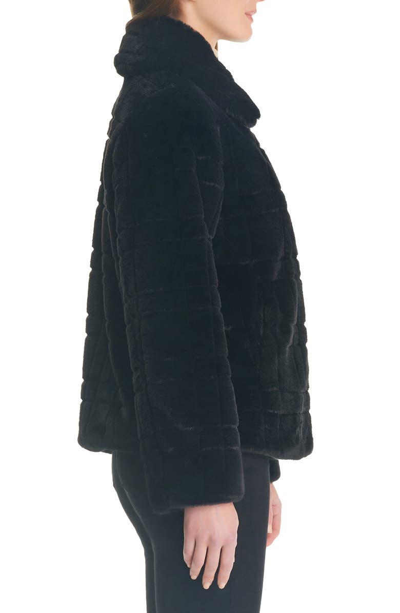 Kate Spade New York short plaid grooved faux fur jacket | Nordstromrack
