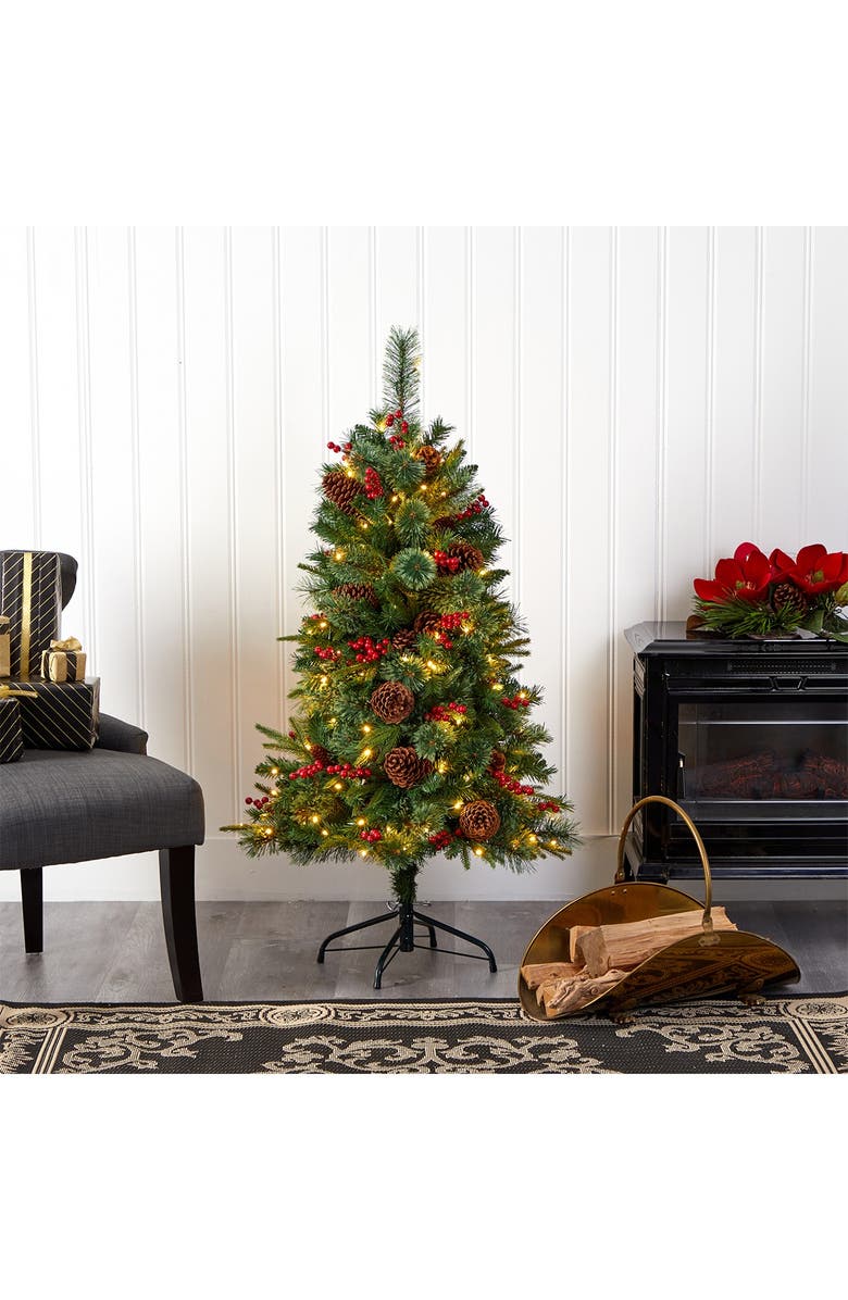 NEARLY NATURAL 4ft. Norway Mixed Pine Artificial Christmas Tree with ...