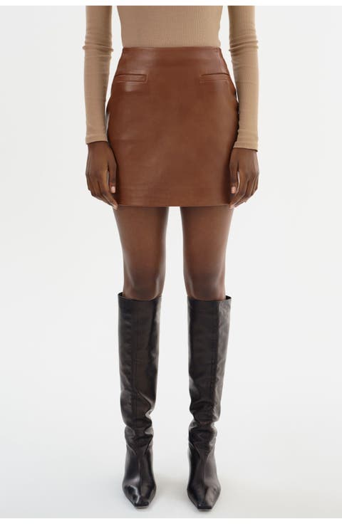 Women's Brown Leather & Faux Leather Skirts | Nordstrom
