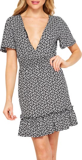 Velvet Torch V-Neck Ruffle Mini Dress | Nordstromrack