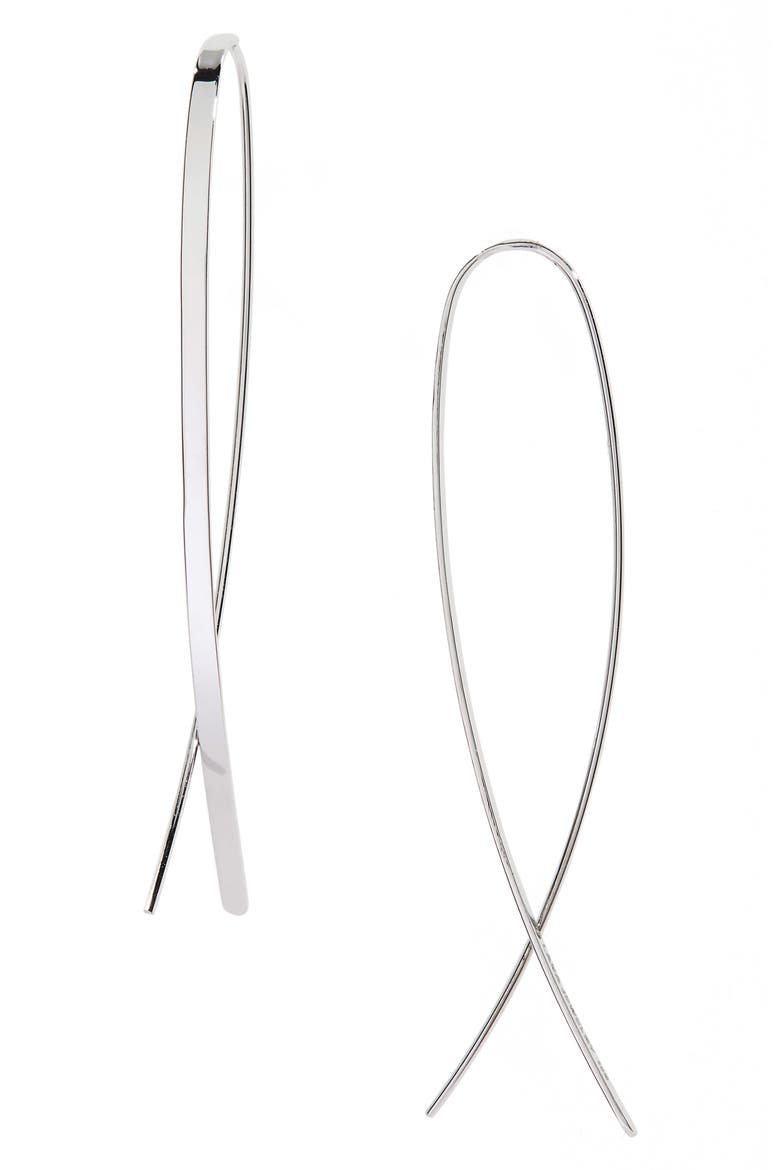 Mini Narrow Flat Upside Down Hoop Earrings (Women) | Nordstromrack
