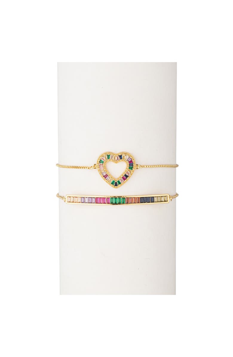 EYE CANDY LOS ANGELES 18K Gold Plated Rainbow Heart Bracelets - 2-Piece ...