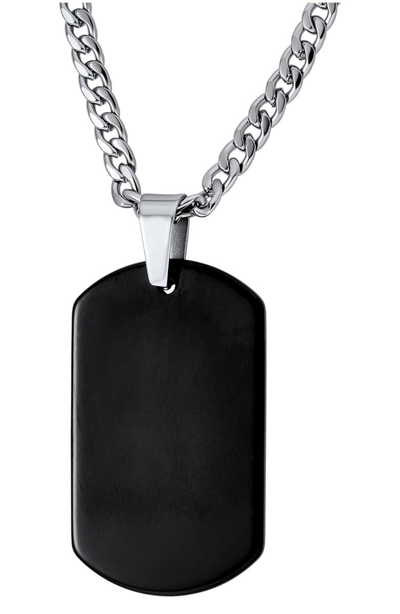 BLING JEWELRY Men's Stainless Steel Black Titanium Dog Tag Pendant ...