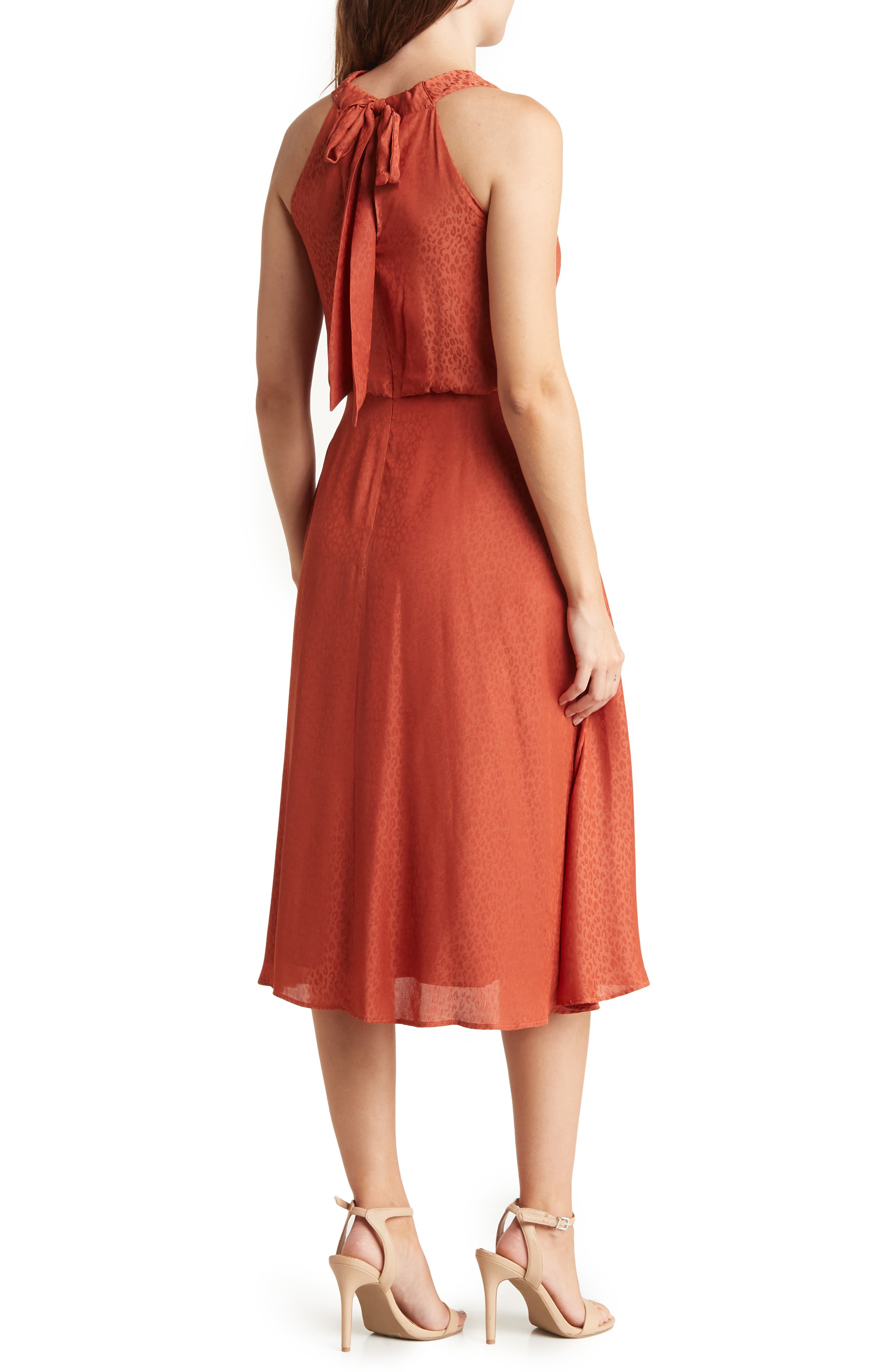 Vince Camuto Animal Print Jacquard Satin Midi Dress | Nordstromrack