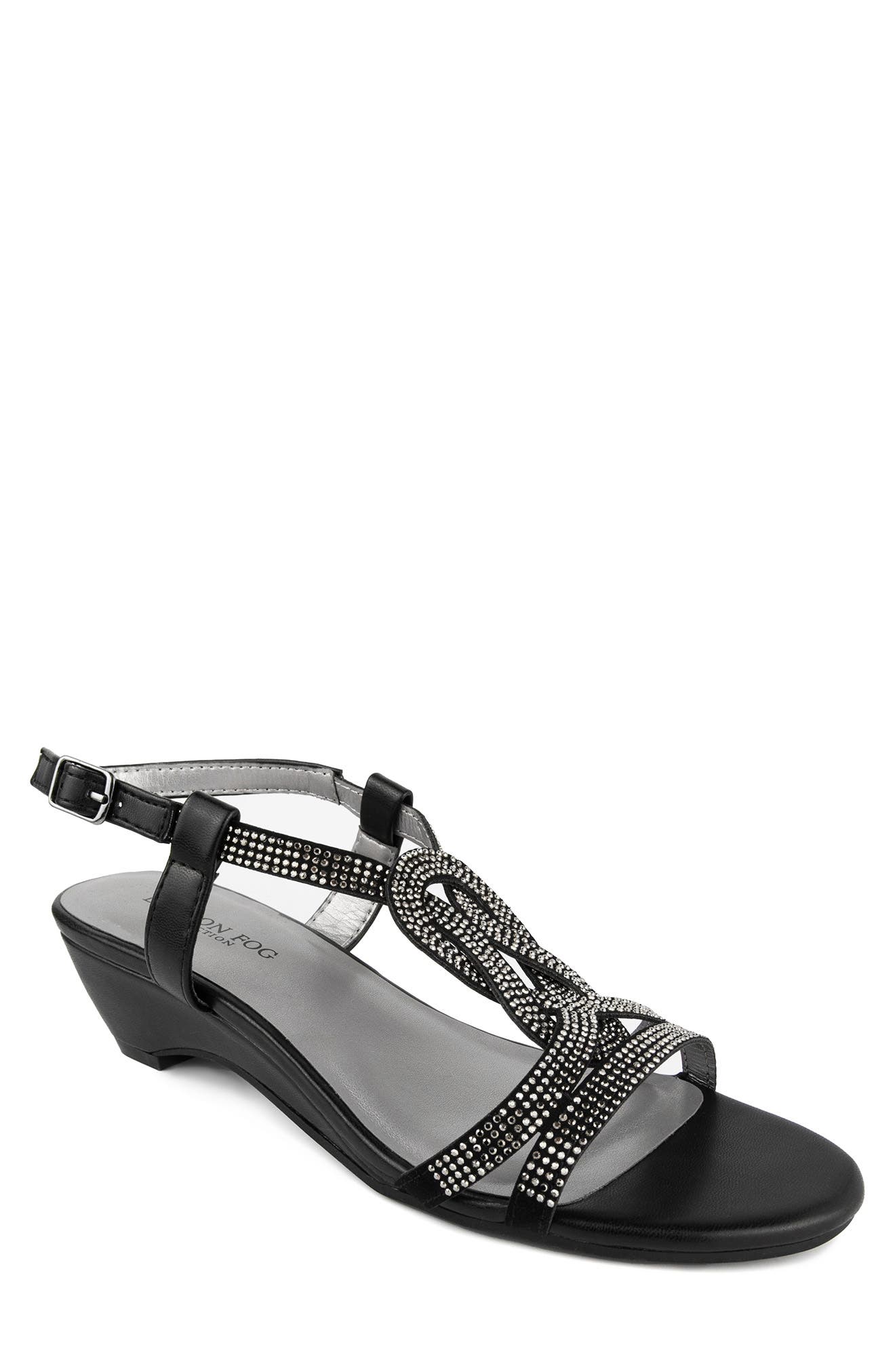 London Fog Embellished T-Strap Wedge Sandal (Women) | Nordstromrack