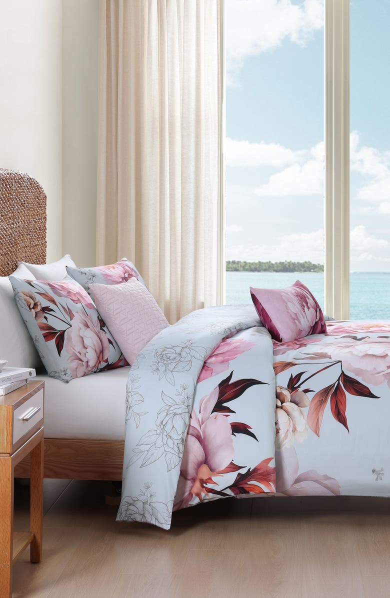 Bebejan Blooming Peonies 5-Piece Cotton Sateen Comforter Set ...