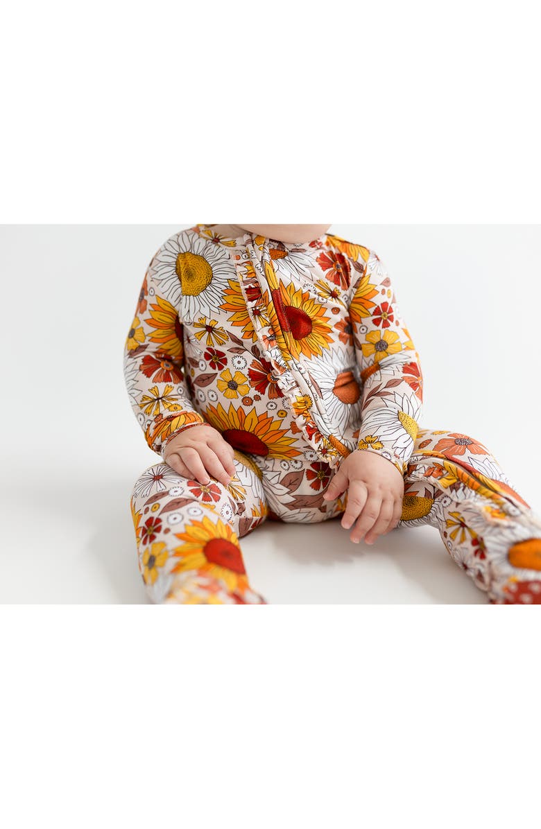 Posh Peanut Goldie Floral Ruffle Fitted One-Piece Pajamas | Nordstrom
