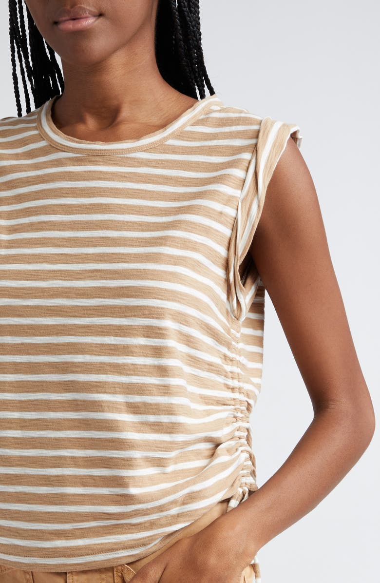 Veronica Beard Vinci Side Ruched Cotton Muscle Tee | Nordstromrack