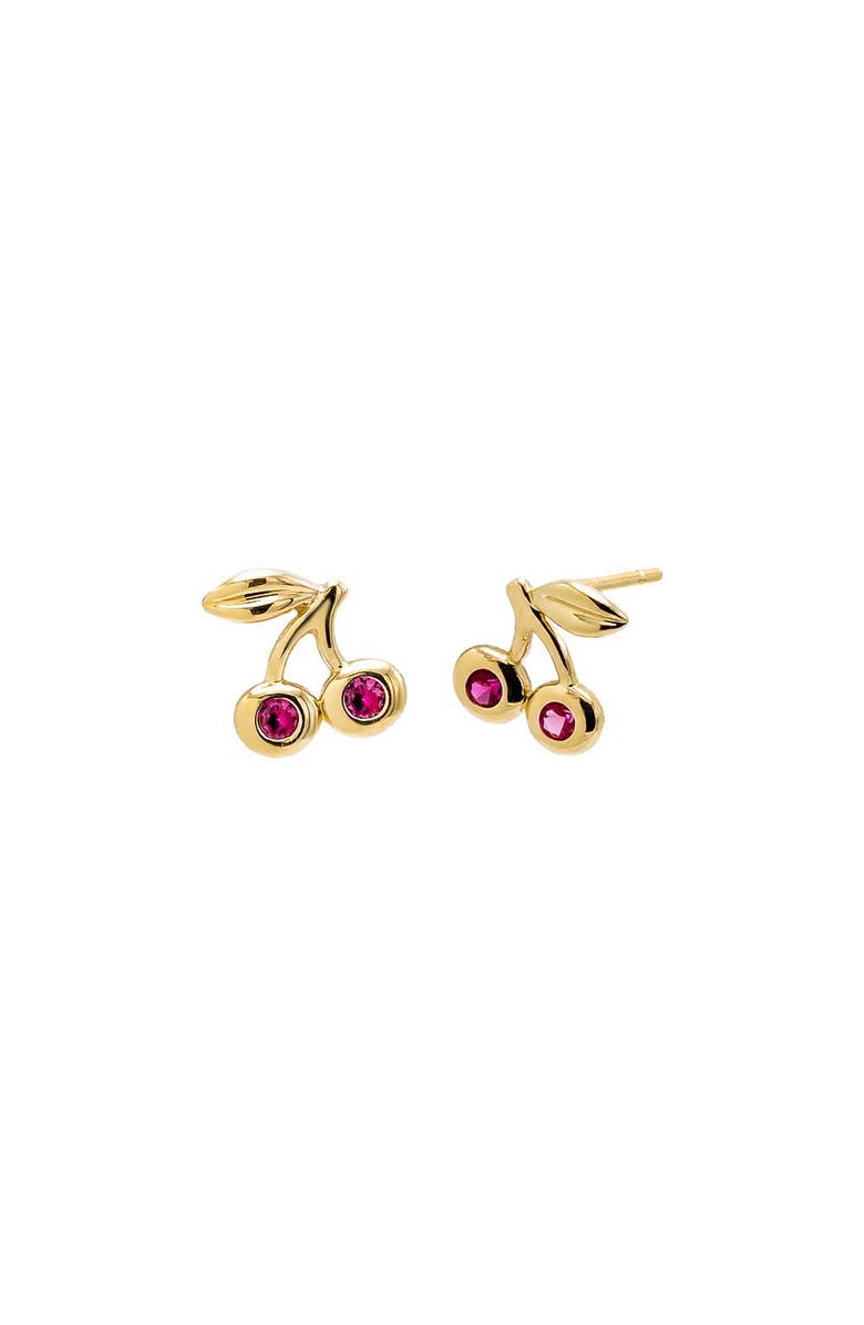 BY ADINA EDEN Ruby Red Cherry Bezel Stud Earring 14K | Nordstrom