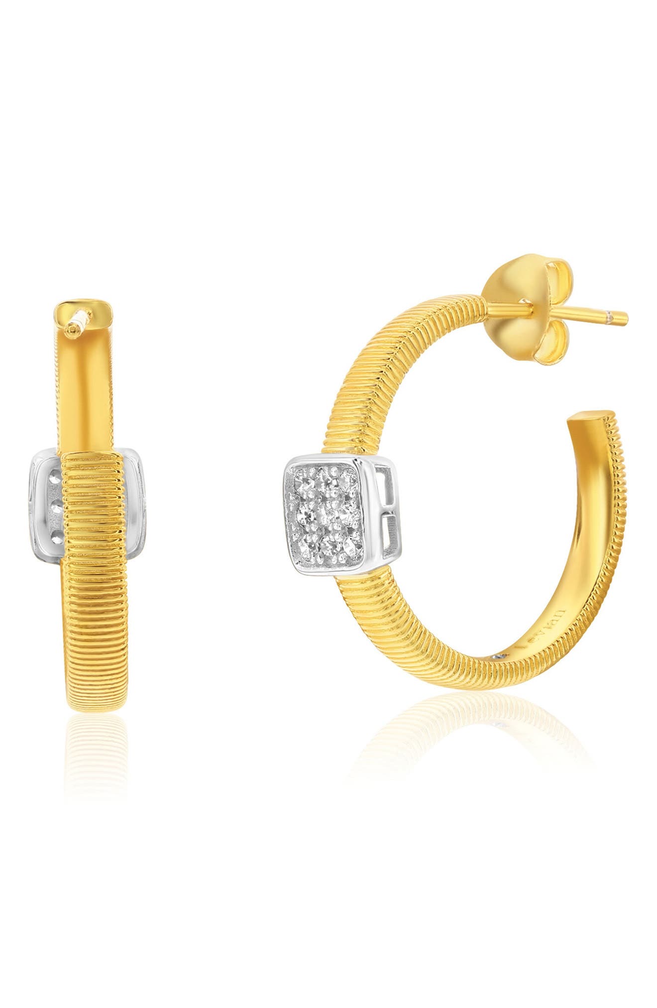 SUZY LEVIAN Golden Helix Pavé Cubic Zirconia Huggie Hoop Earrings ...