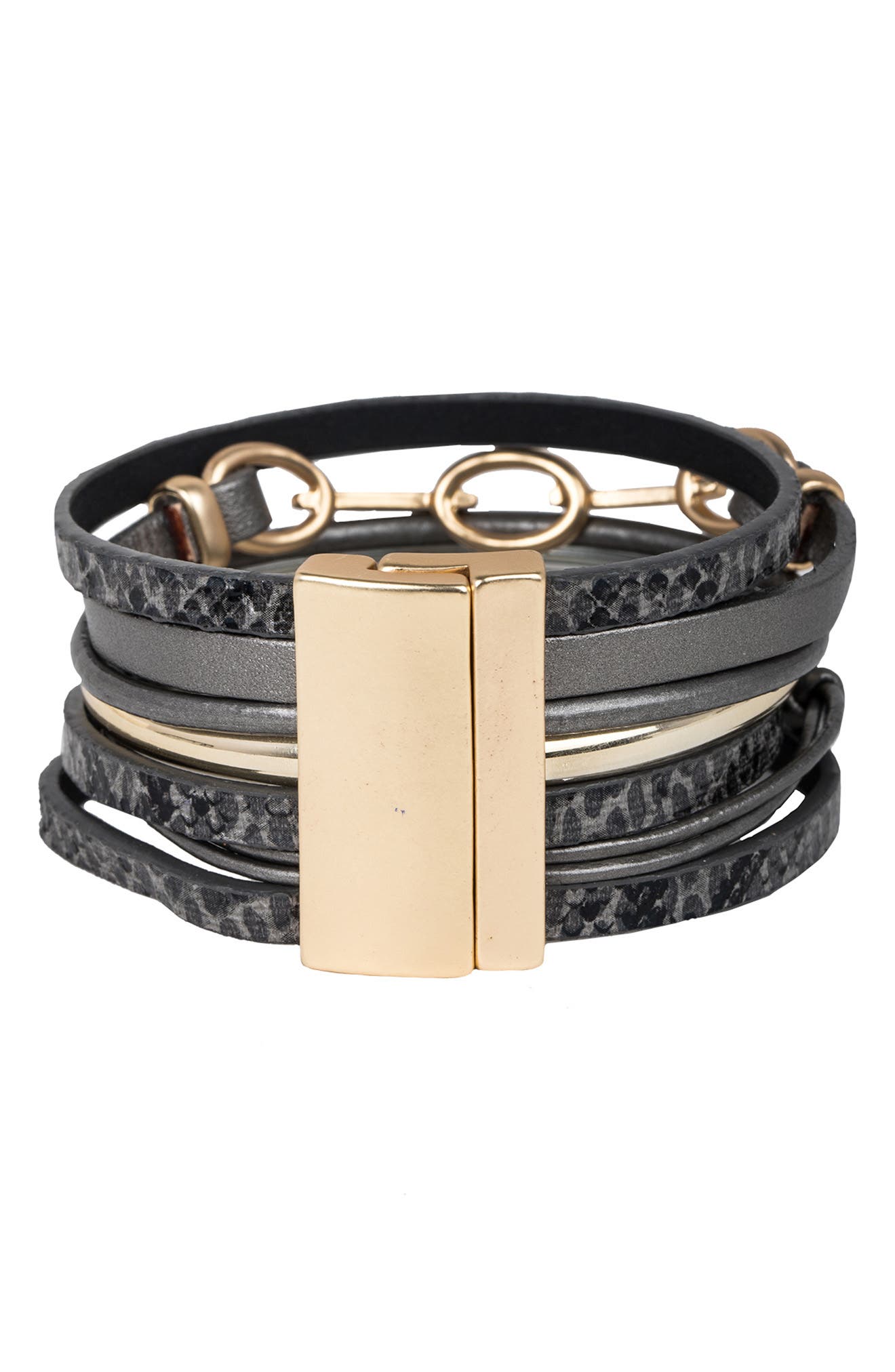 SAACHI Contemporary Chain Link Leather Bracelet | Nordstromrack
