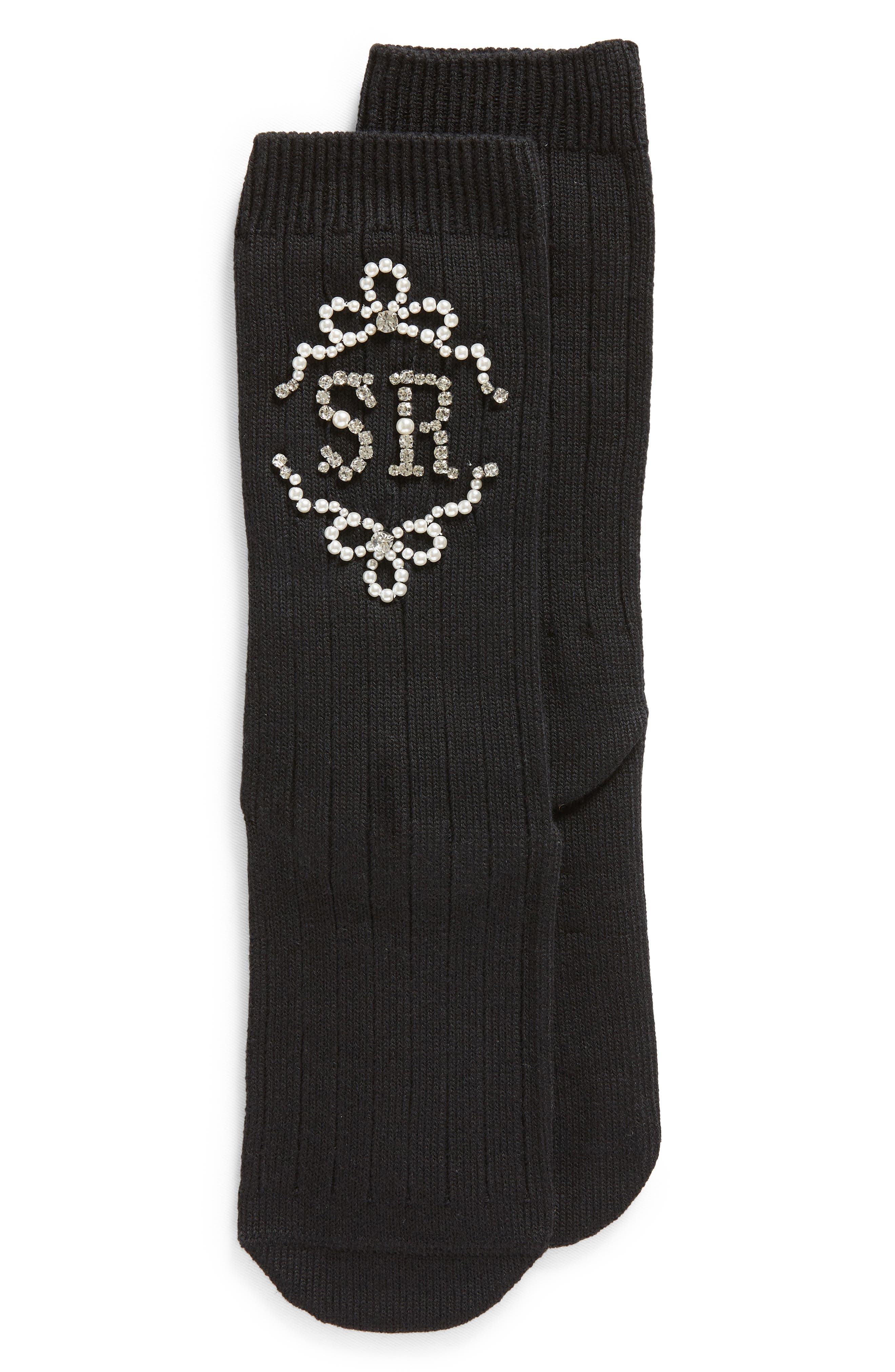 Simone Rocha Embellished Logo Rib Ankle Socks | Nordstromrack