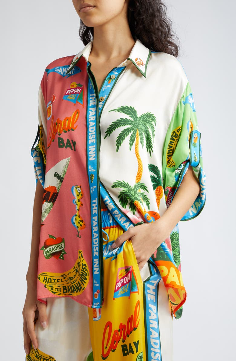 ALEMAIS Paradiso Print Silk Shirt | Nordstromrack