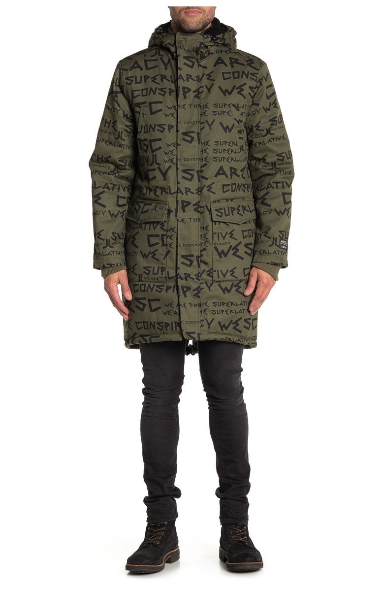 WeSC Print Fleece Lined Fishtail Parka | Nordstromrack
