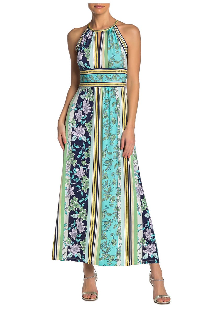 London Times Patterned Keyhole Front Maxi Dress | Nordstromrack