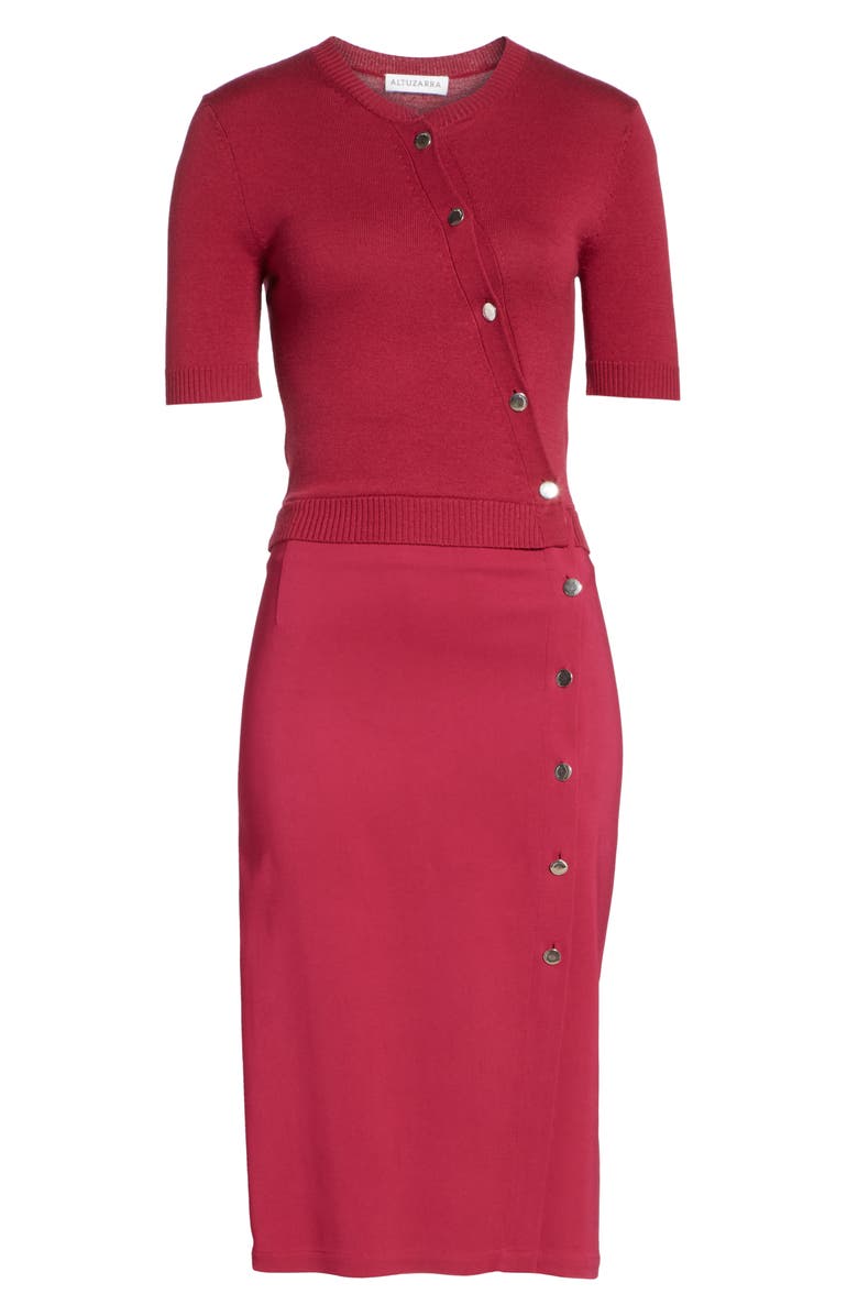 Altuzarra Asymmetrical Button Mixed Media Sheath Dress | Nordstrom