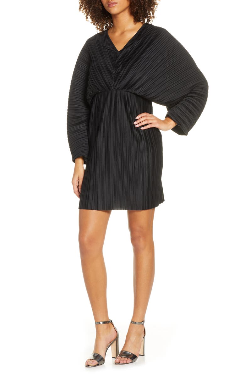 French Connection Long Sleeve Crinkle Pleat Cocktail Dress | Nordstromrack