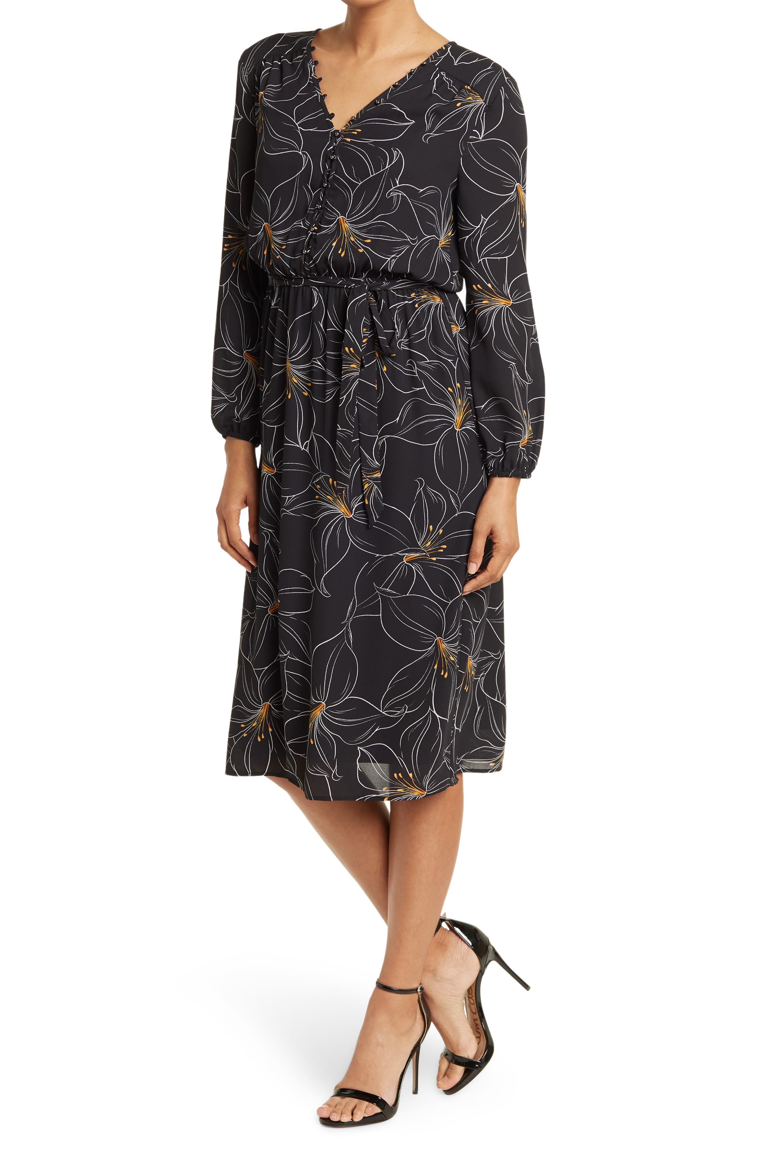 DR2 by Daniel Rainn Floral Print Midi Dress | Nordstromrack