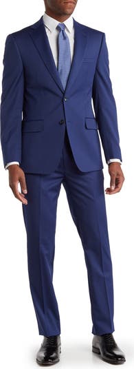 Calvin Klein Mabry Blue Sharkskin Two Button Notch Lapel Slim Fit Suit ...