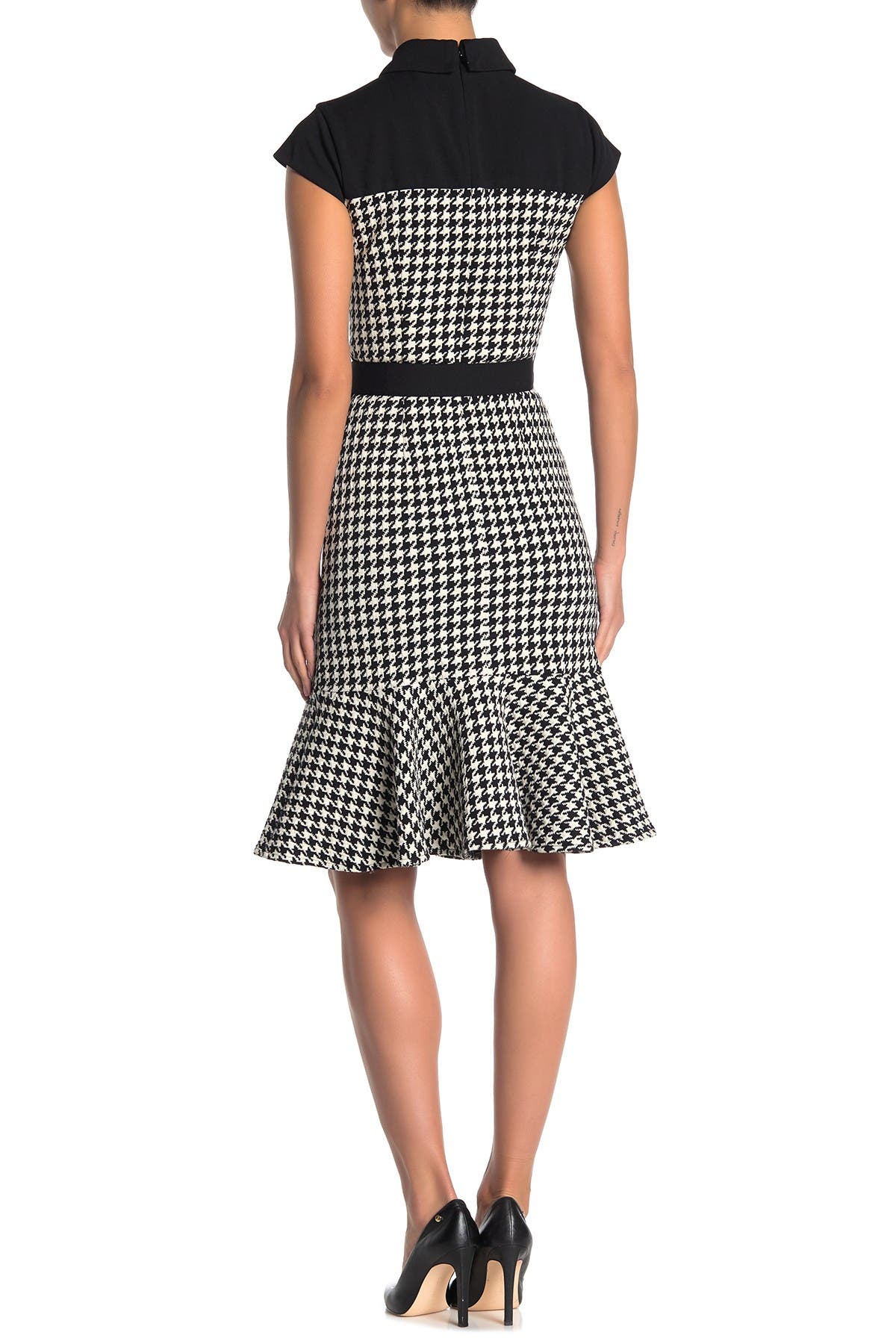 Maggy London Houndstooth Belted Flounced Sheath Dress | Nordstromrack