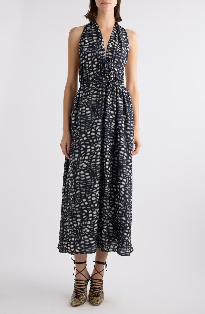 Dries Van Noten Deana Print Silk Halter Neck Midi Dress | Nordstromrack