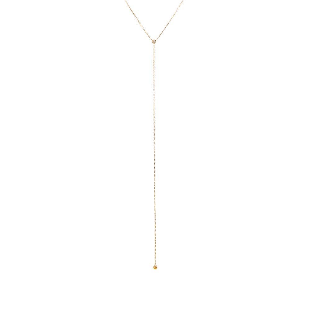 BY ADINA EDEN Diamond Double Solitaire Bezel Lariat Necklace 14K ...