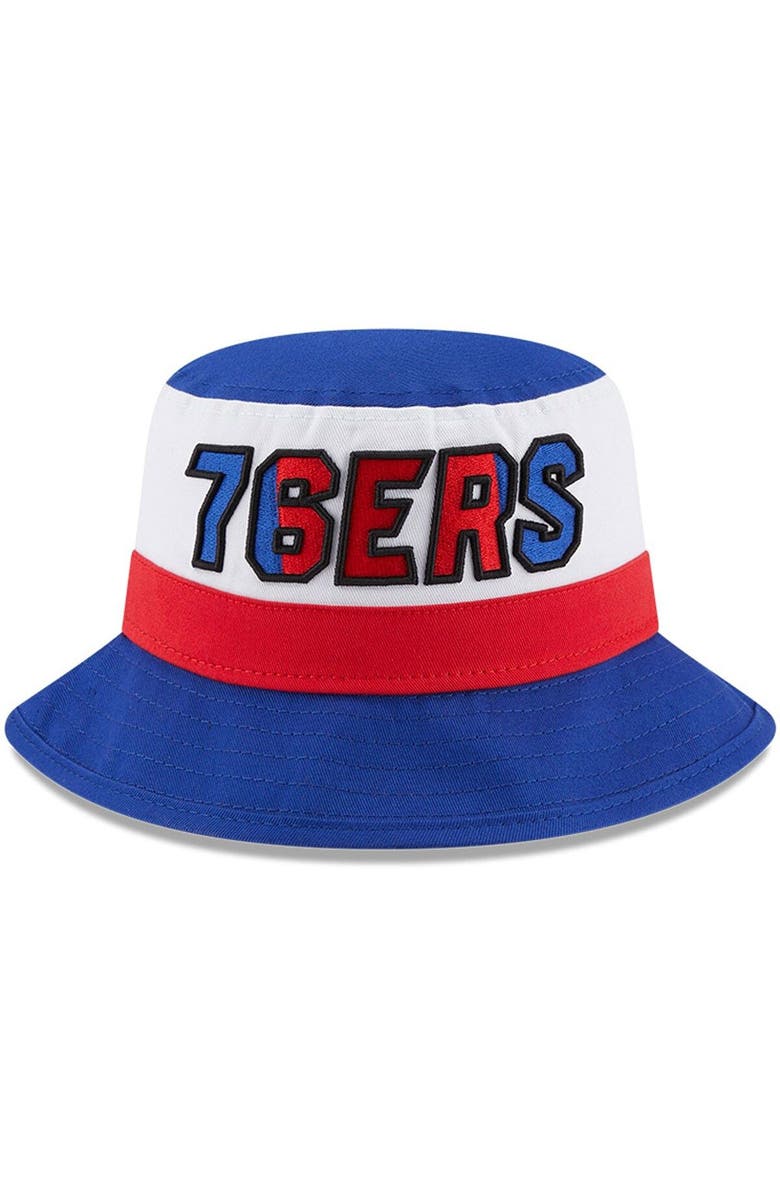 New Era Men's New Era White/Royal Philadelphia 76ers Back Half Bucket ...