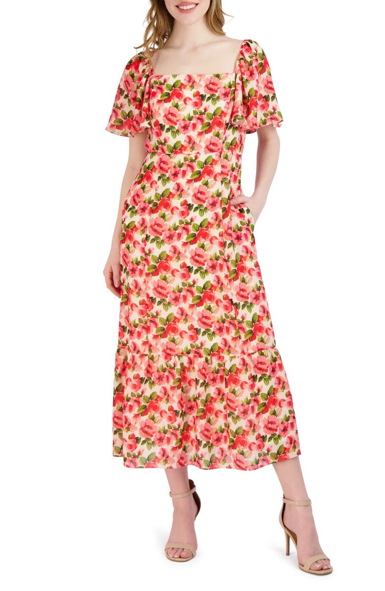 Julia Jordan Flutter Sleeve Ruffle Hem Maxi Dress | Nordstromrack