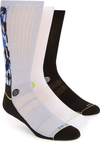 Zella Assorted 3-Pack Motion Pattern Crew Socks | Nordstrom