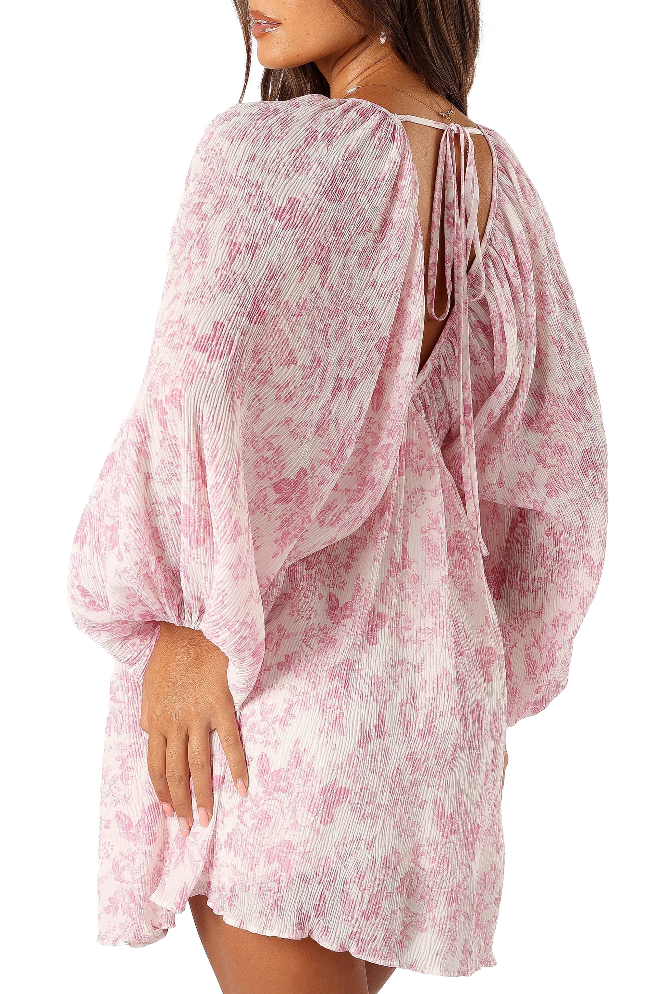 Paris Floral Textured Long Sleeve Minidress (Women) | Nordstromrack