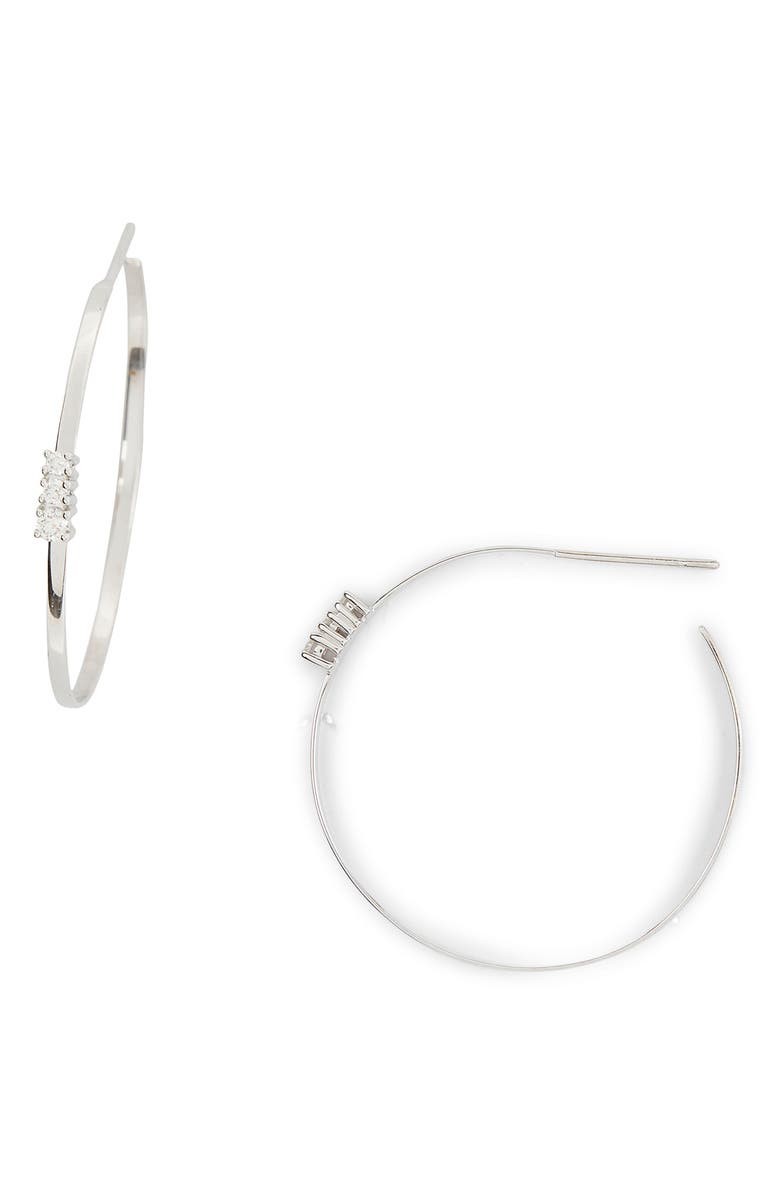 LANA Triple Solo 14K White Gold Diamond Hoop Earrings - 0.13 ct ...