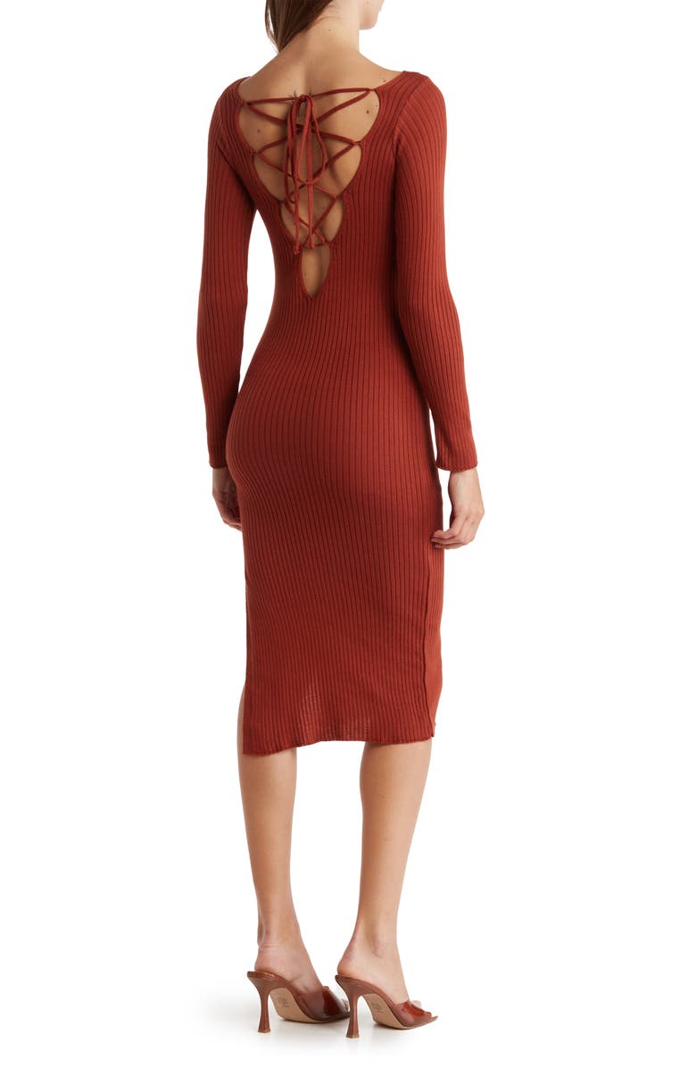 ASOS DESIGN Long Sleeve Lace-Up Back Dress | Nordstromrack