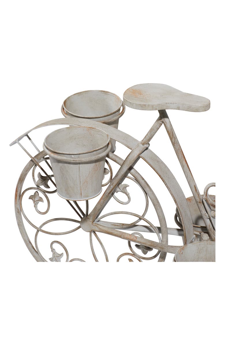 WILLOW ROW Silvertone Metal Indoor & Outdoor 3-Tier Bike Plant STand ...