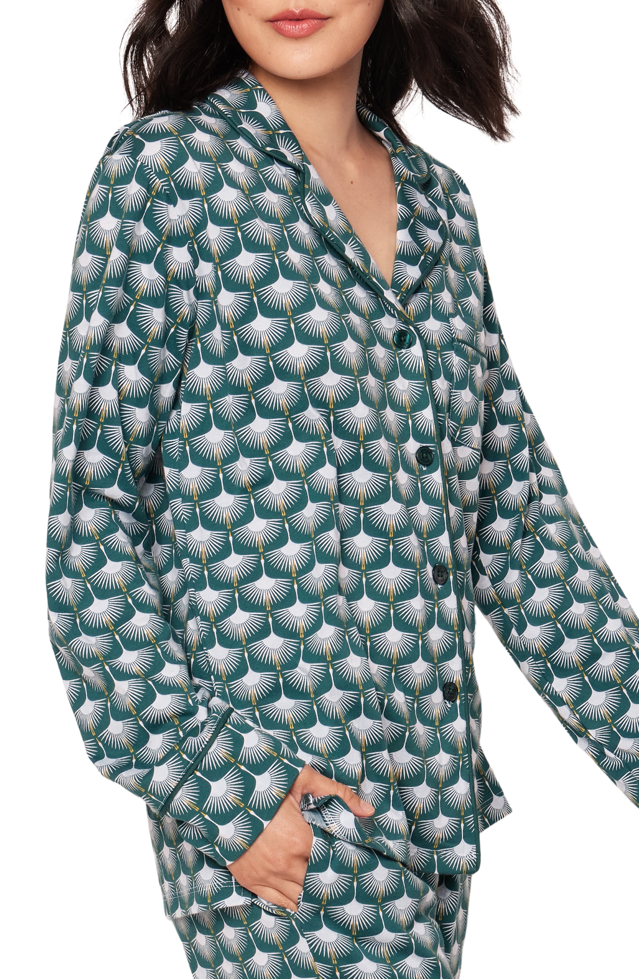 Petite Plume Sonnet of Swans Print Piped Pima Cotton Pajamas | Nordstrom