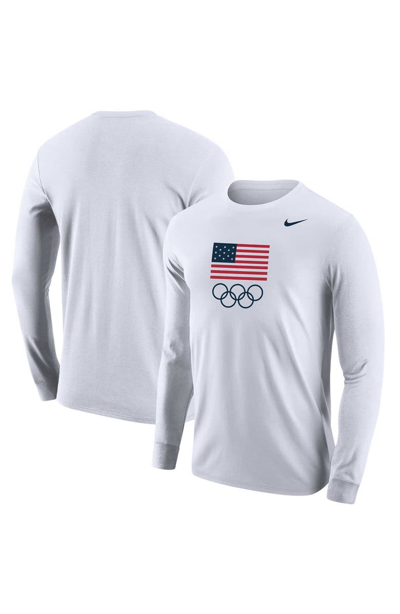 Nike Men's Nike White Team USA Olympic Rings Core Long Sleeve T-Shirt ...