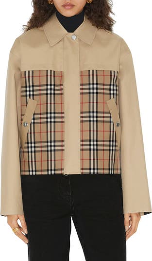 Burberry Hawkley Check Panel Cotton Gabardine Jacket | Nordstrom