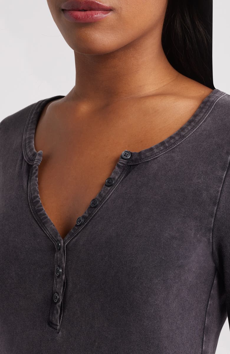 PacSun Ashlee Notched Washed Stretch Cotton Henley Top | Nordstromrack