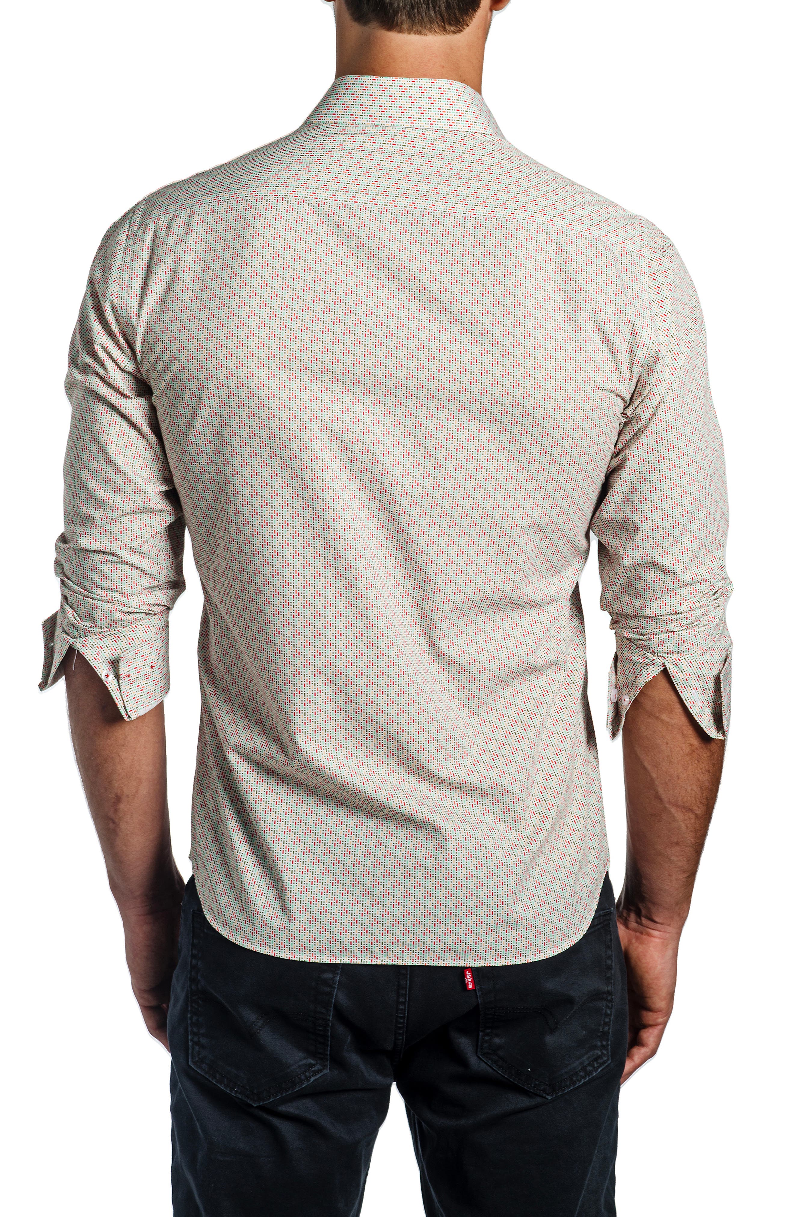 Jared Lang Trim Fit Geometric Pattern Long Sleeve Button-Up Cotton ...