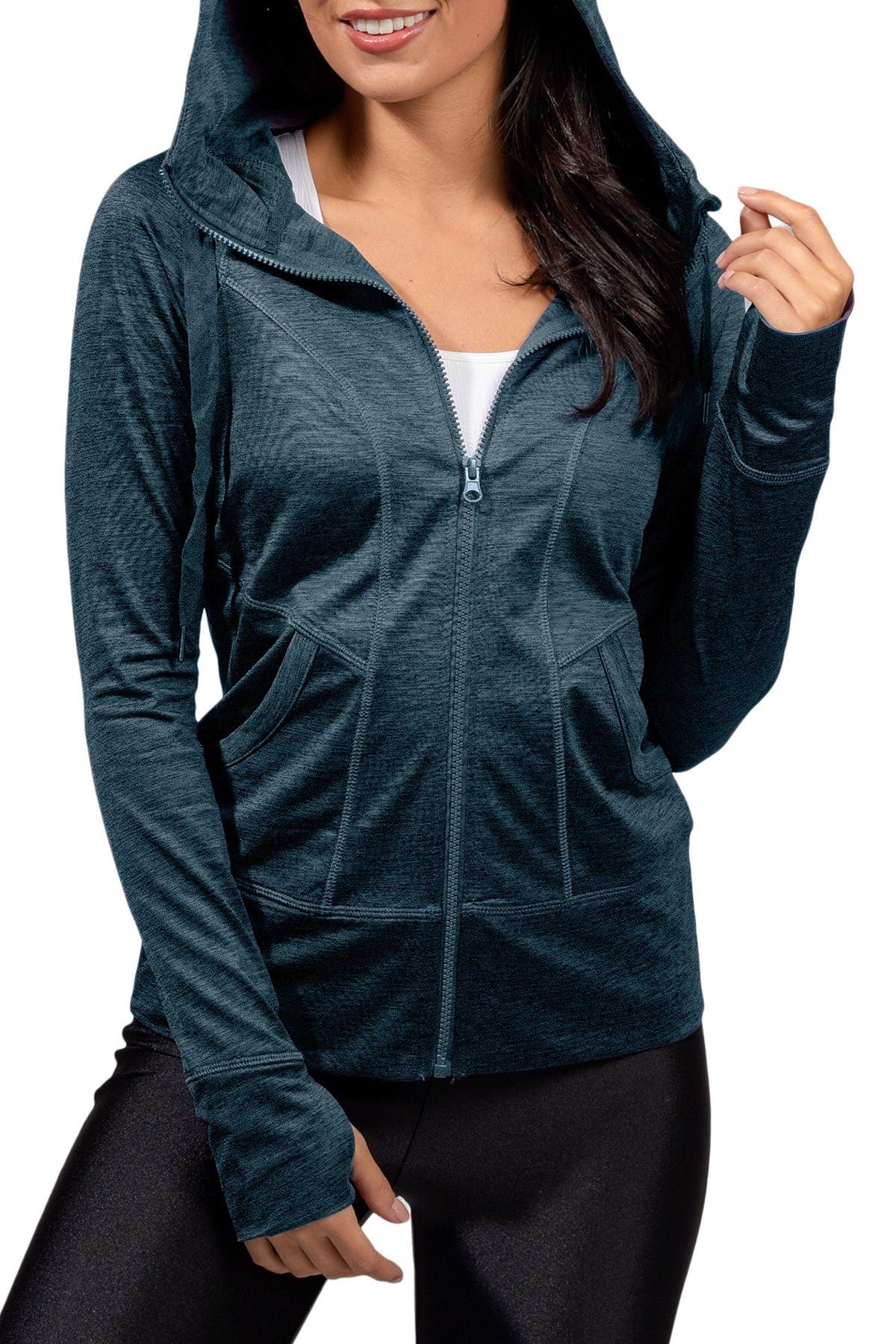 90 DEGREE BY REFLEX Coldgear Thumbhole Cuff Zip Hoodie | Nordstromrack